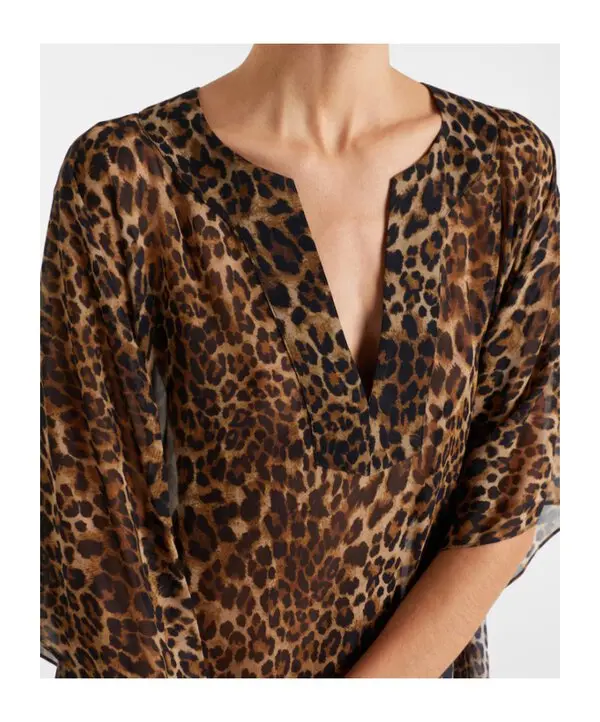 NILI LOTAN Leopard Print Semi-transparent Dress
