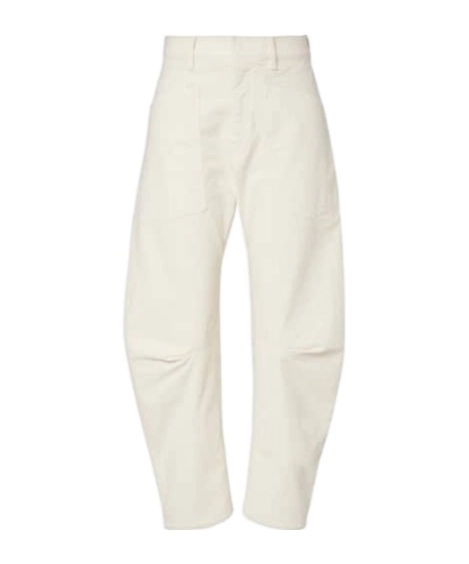 NILI LOTAN Shon Corduroy Barrel-leg Pants - White