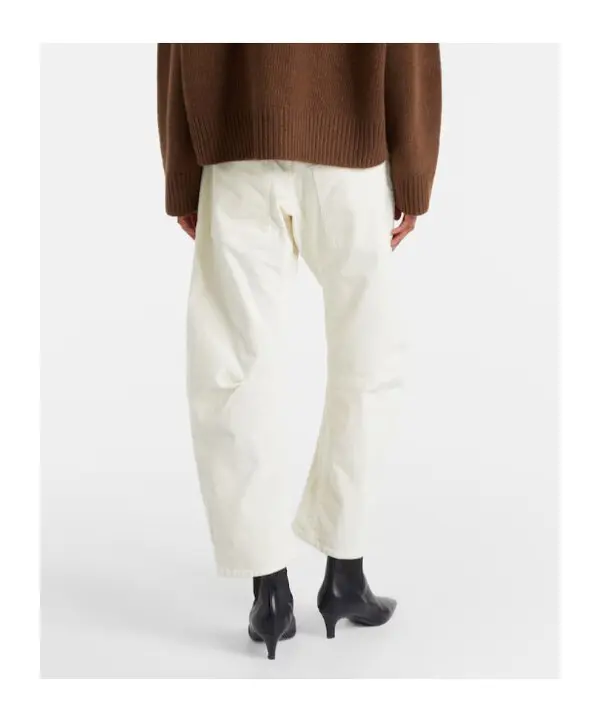 NILI LOTAN Shon Corduroy Barrel-leg Pants - White
