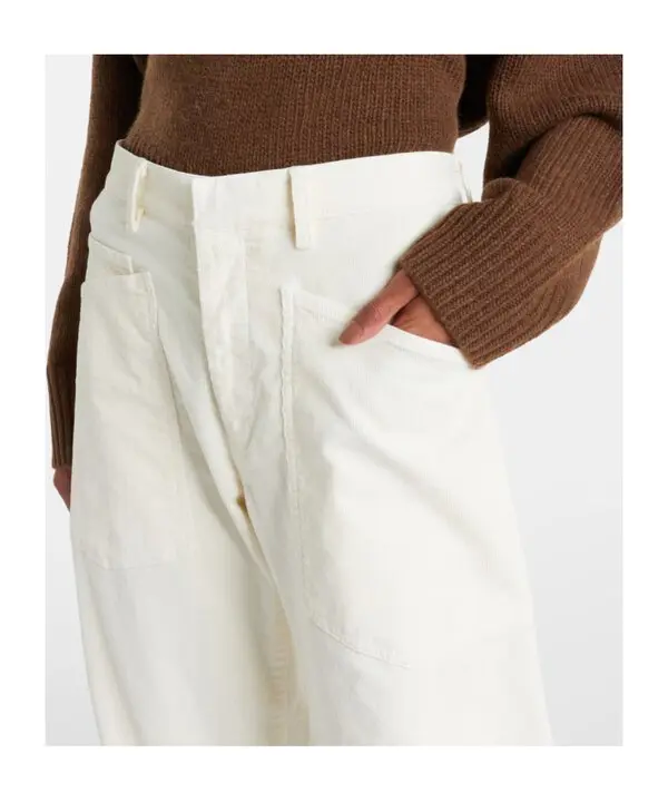 NILI LOTAN Shon Corduroy Barrel-leg Pants - White