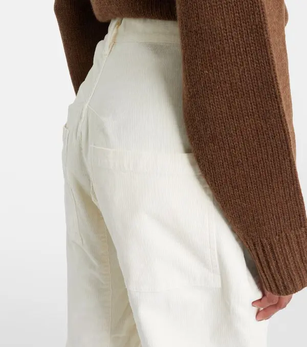 NILI LOTAN Shon Corduroy Barrel-leg Pants - White
