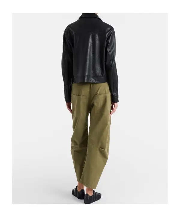 NILI LOTAN Shon Cotton Twill Barrel-leg Pants - Green