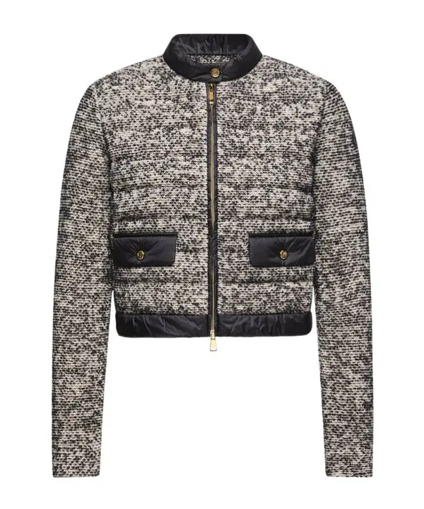 Moncler Wool Alpaca Blend Padded Zip-up Cardigan - Black