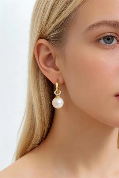 CLASSICHARMS Sia Shell Pearl Drop Hoop Earrings