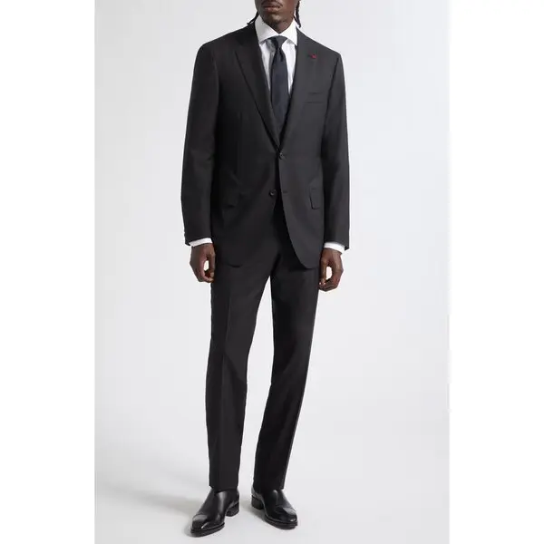 Isaia Sanita Solid Super 160s Wool Suit - Navy