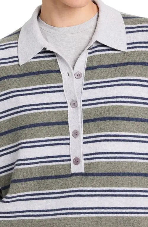 TWP Stripe Half Placket Stretch Wool Polo Sweater