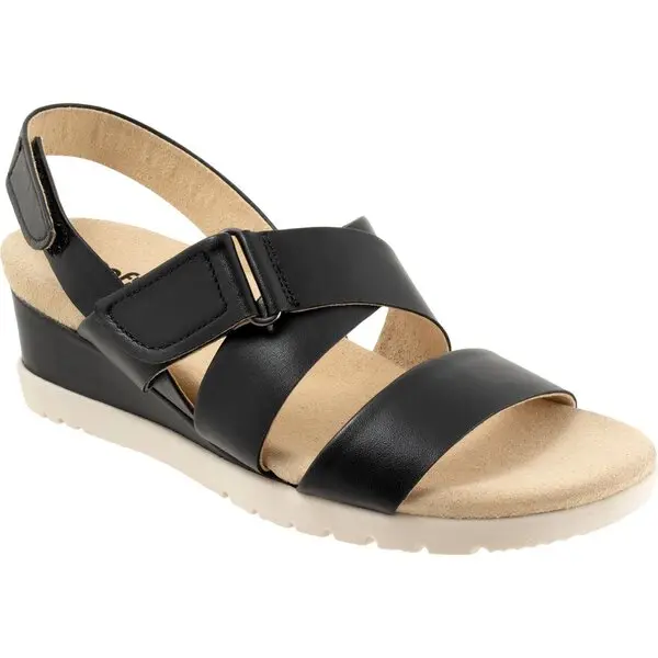 Softwalk Novi Ankle Strap Wedge Sandal - Black
