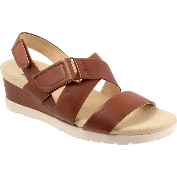Softwalk Novi Ankle Strap Wedge Sandal - Luggage