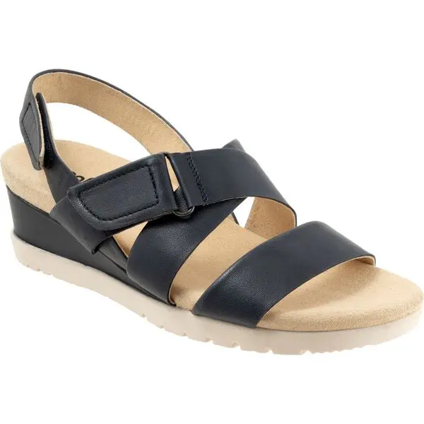 Softwalk Novi Ankle Strap Wedge Sandal - Navy