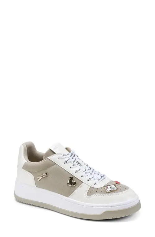 Karl Lagerfeld Paris Channing Embellished Lace-up Platform Sneaker - Stone/cream