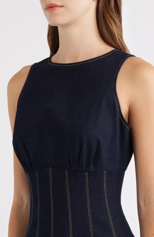 ZOE AND CLAIRE Sleeveless Contrast Stitch Midi Dress