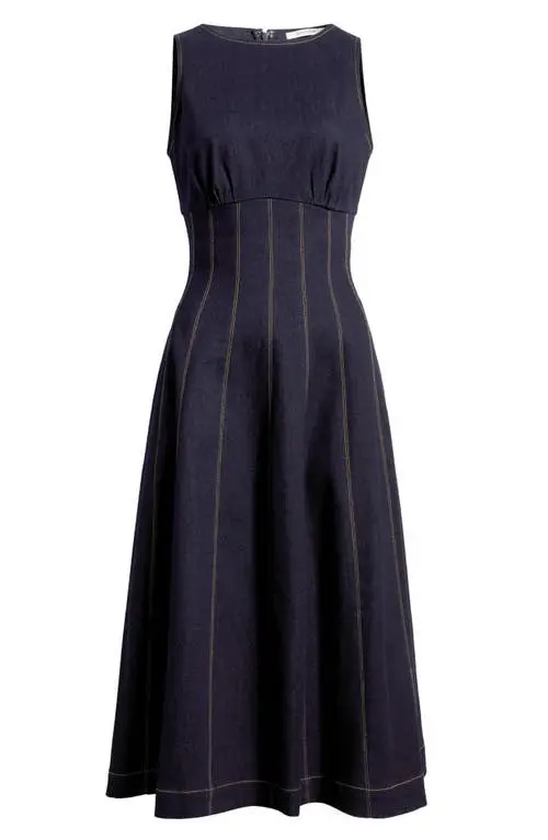 ZOE AND CLAIRE Sleeveless Contrast Stitch Midi Dress