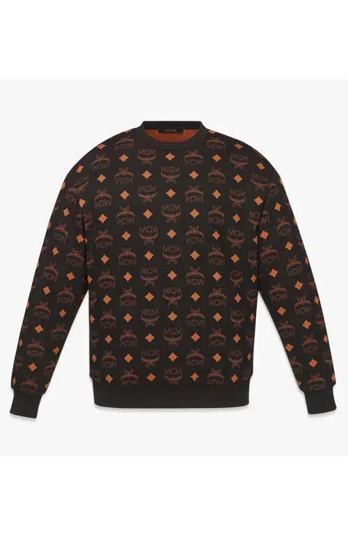 Mcm Maxi Monogram Print Sweatshirt In Organic Cotton - Black