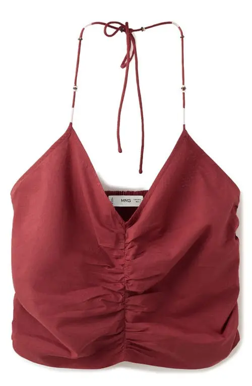 Mango Ruched Cotton Top