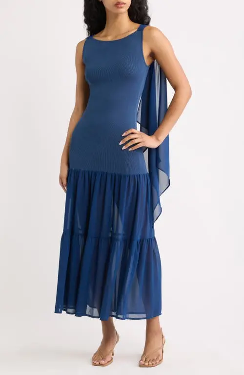 Solid & Striped The Verity Dress Maxi Length, Boatneck, Long Sleeve - Deep Canal