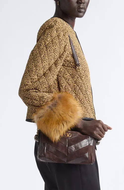 Valentino Garavani Small Leather Shoulder Bag With Panther Detail - Brown