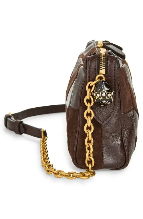 Valentino Garavani Small Leather Shoulder Bag With Panther Detail - Brown