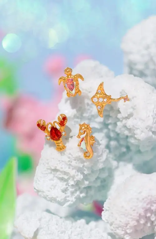 GIRLS CREW Seas Set Of 4 Stud Earrings