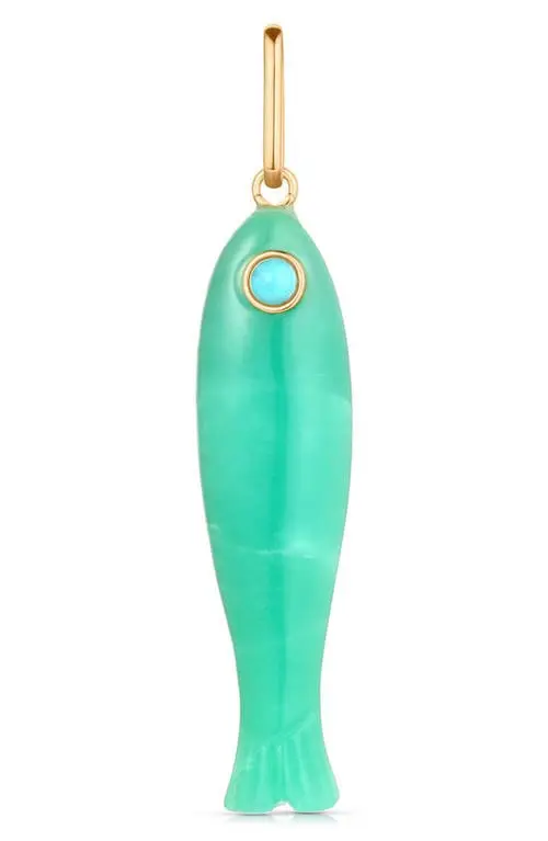 THATCH Fortuna Fish Charm In Gold-plated Brass With Eye - Chrysoprase