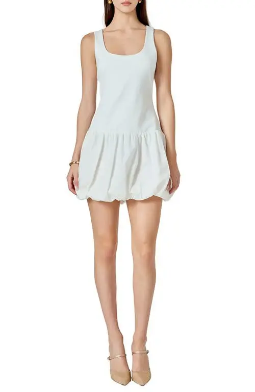 Endless Rose Sleeveless Bubble Hem Mini Dress - White