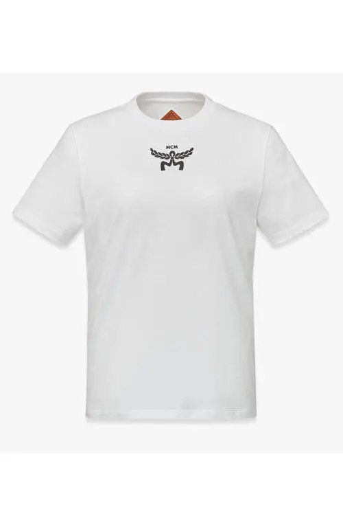 Mcm Logo Print T-shirt In Organic Cotton - White
