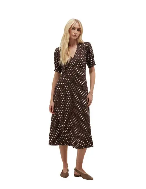 HOBBS LONDON Freya Polka Dot Silk Midi Dress