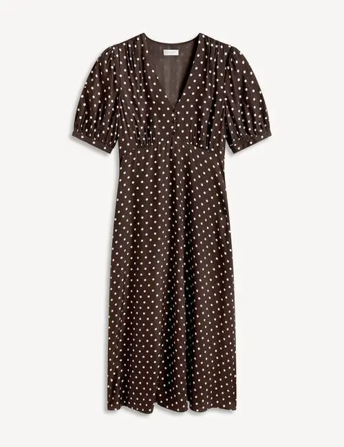 HOBBS LONDON Freya Polka Dot Silk Midi Dress
