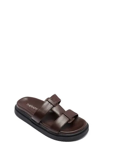 THERAPY AUSTRALIA Pause Open Round Toe Sandal - Chocolate Smooth Pu