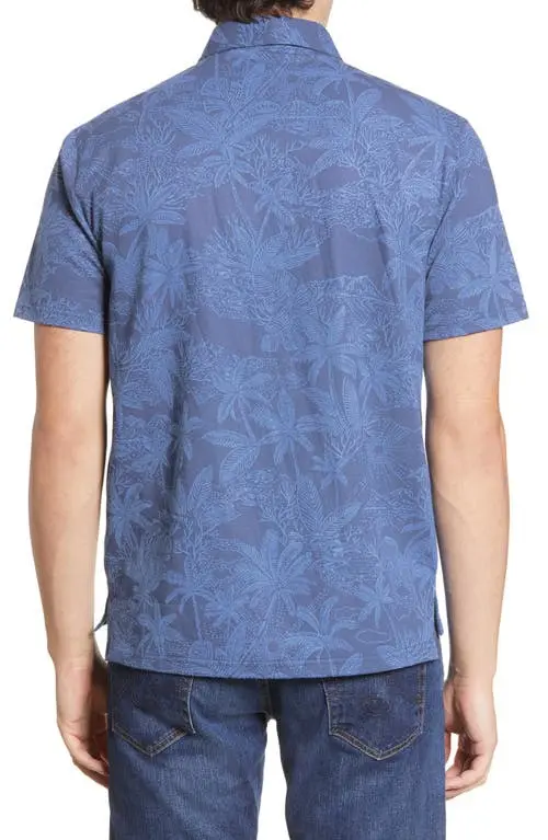 Tori Richard Blue Java Tropical Print Polo