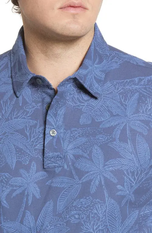 Tori Richard Blue Java Tropical Print Polo