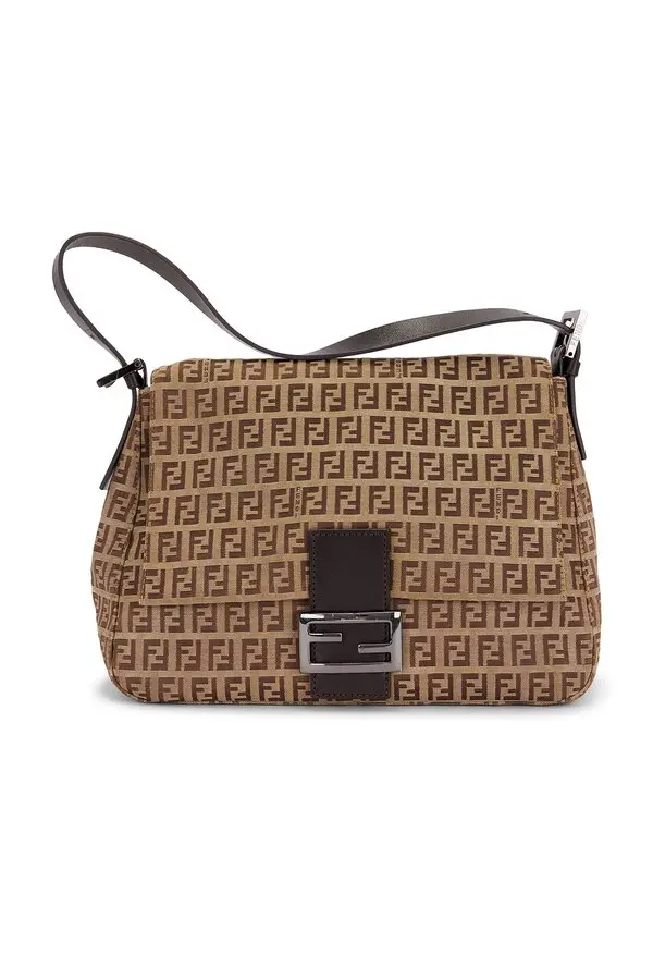 Fendi Zucchino Mama Baguette Shoulder Bag - Brown
