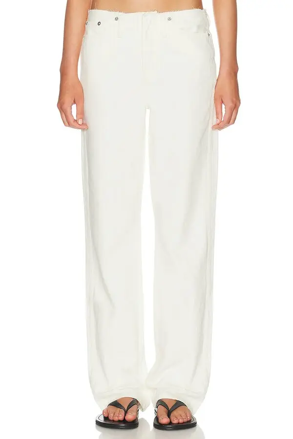 RE/DONE Roxy Loose Wide Leg Jeans In Cream - Crema