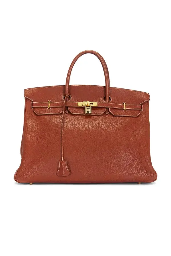 Hermès Togo Birkin 40 Retourne Handbag In Red - Noisette