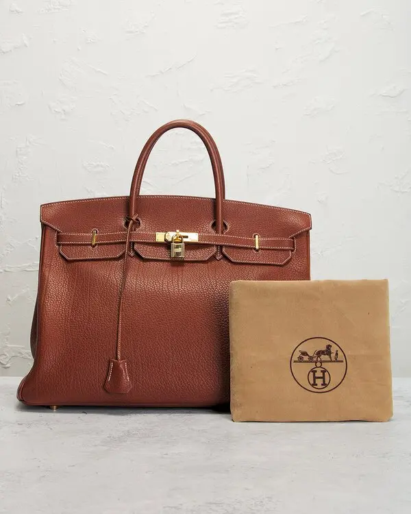 FWRD RENEW Hermes Togo Birkin 40 Retourne Handbag - Noisette
