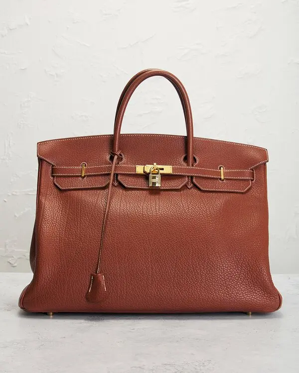 FWRD RENEW Hermes Togo Birkin 40 Retourne Handbag - Noisette