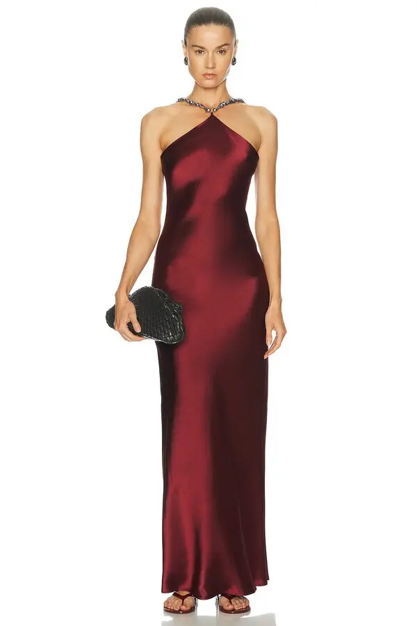 Staud Cadence Dress In Burgundy - Pinot
