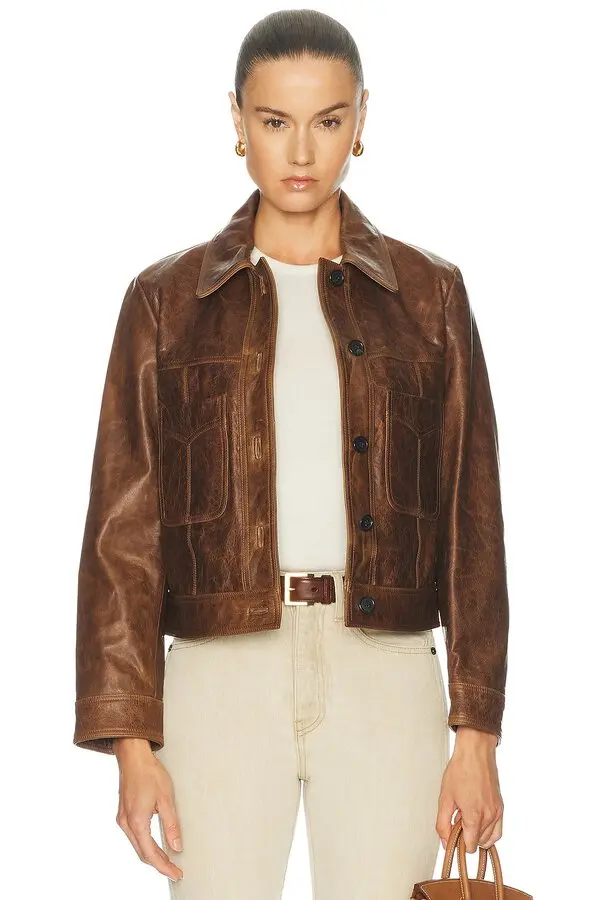 NILI LOTAN Susannah Leather Jacket - Terra