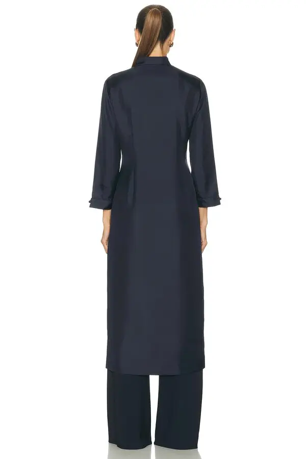 RÓHE Pankou Closure Silk Top In Navy
