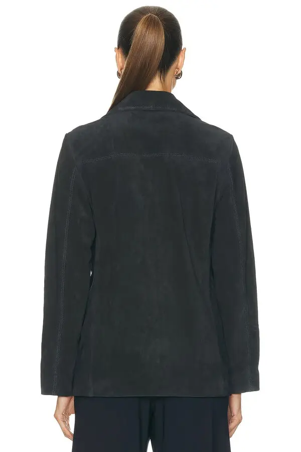 NILI LOTAN Dominic Suede Jacket In Navy