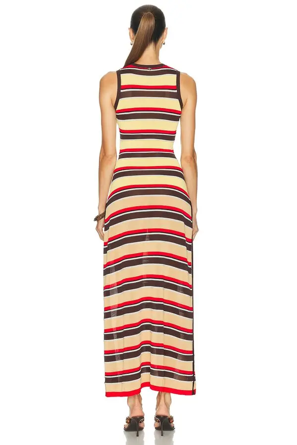 Rabanne Striped Sleeveless Maxi Dress - Mixed Colored Stripes