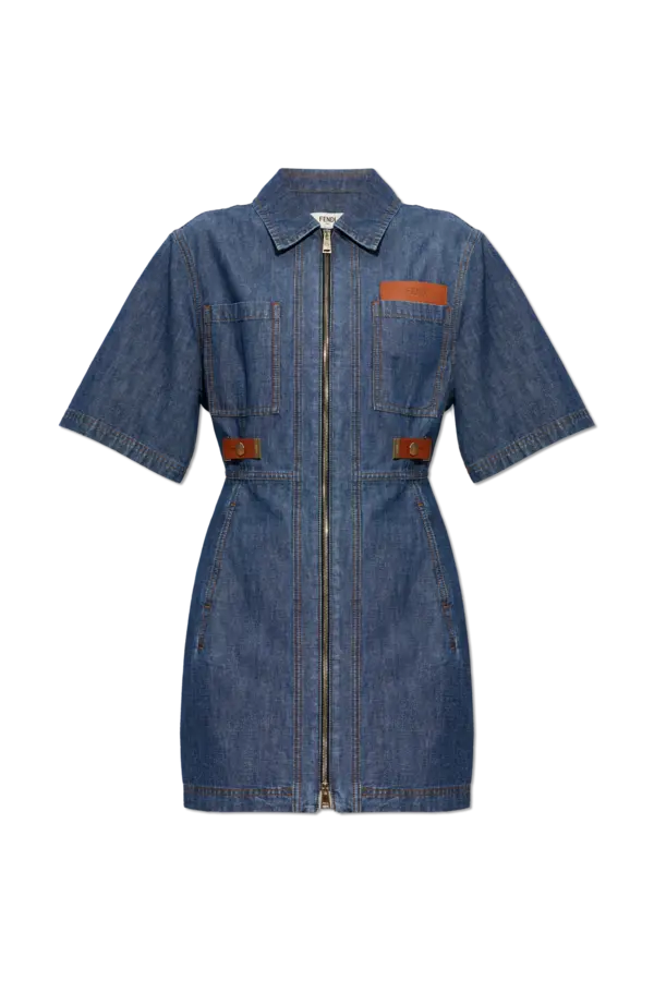 Fendi Short Dress With Pockets - Blue