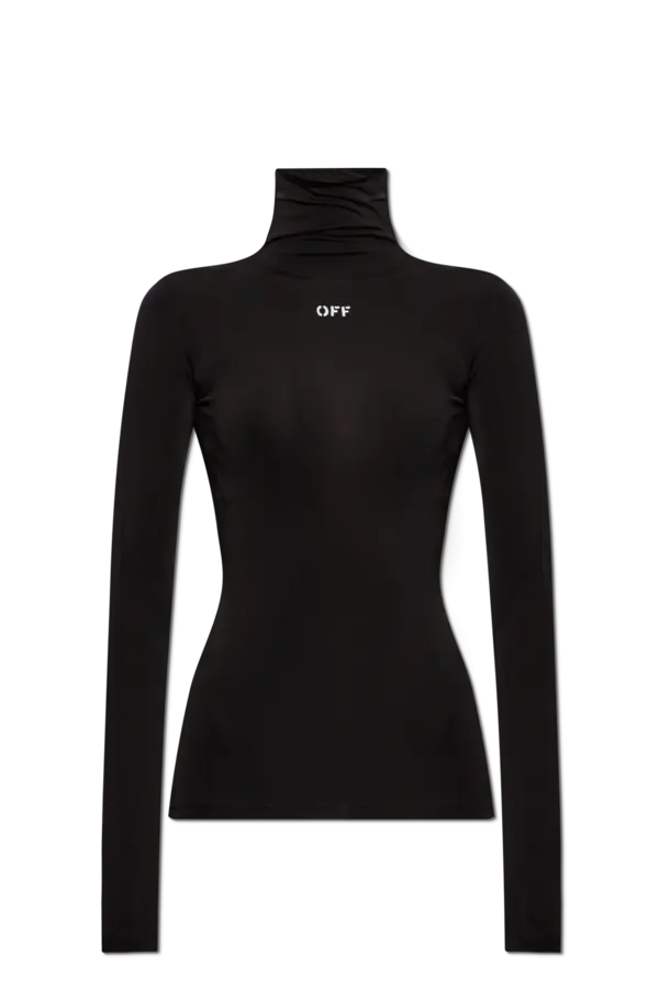 Off-White Fitted Top With A Stand-up Collar - Black
