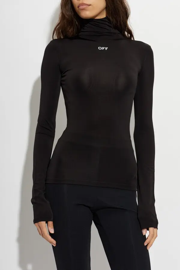 Off-White Fitted Top With A Stand-up Collar