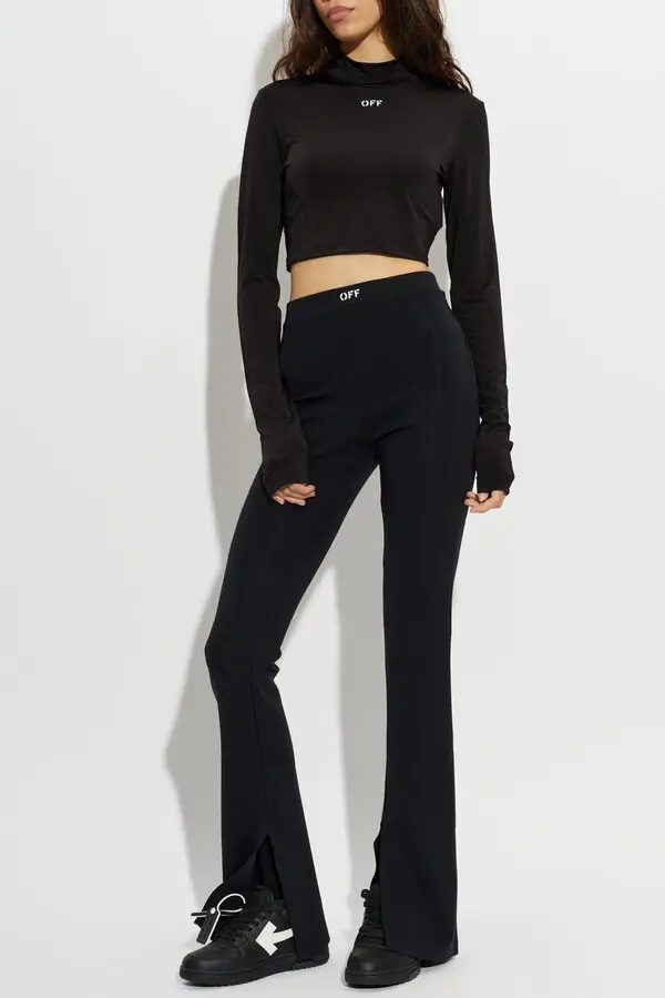 Off-White Short Top With Long Sleeves