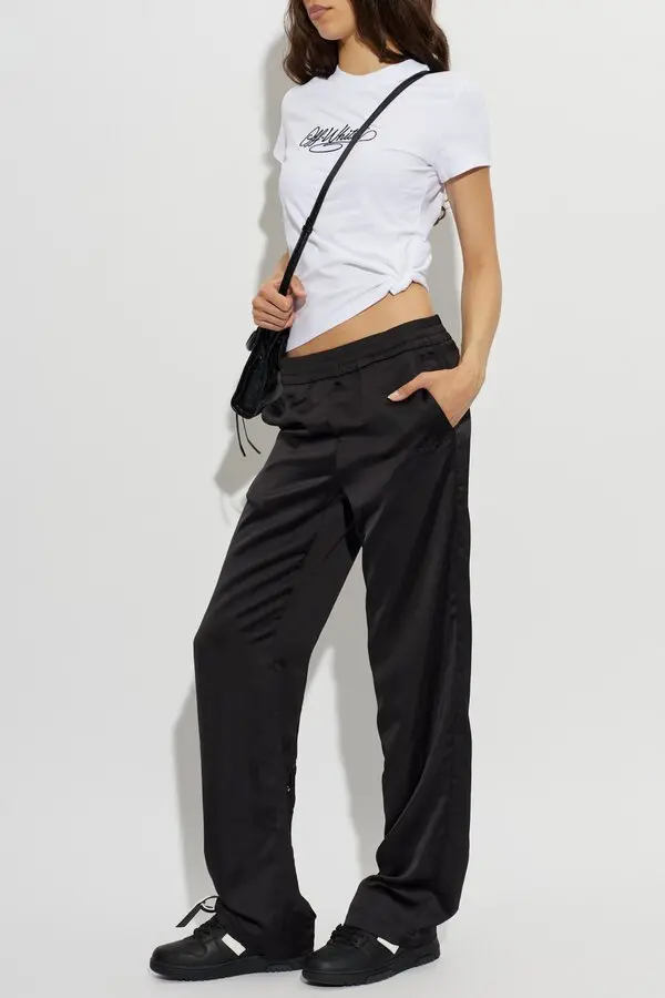 Off-White T-shirt With Embroidered Kogo