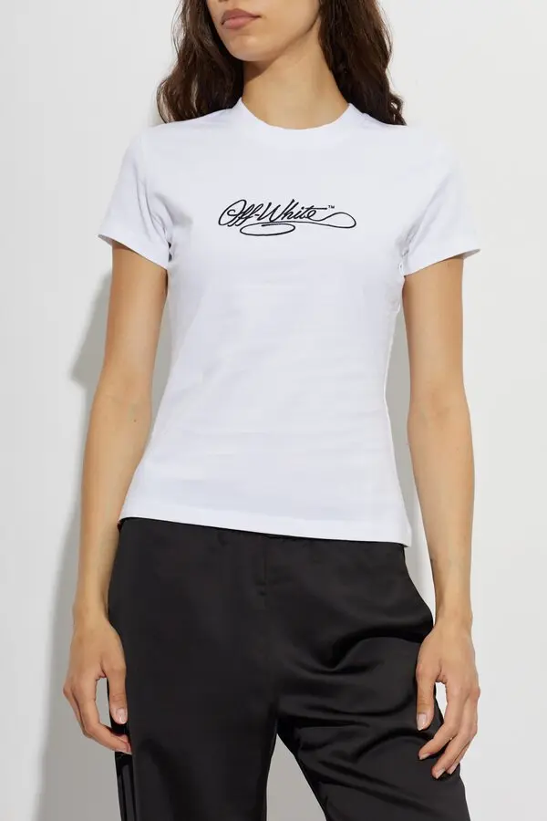 Off-White T-shirt With Embroidered Kogo