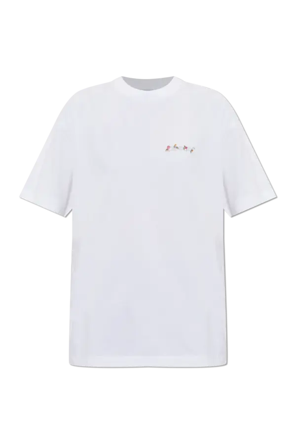 Off-White T-shirt With A Colorful Printed Logo - White