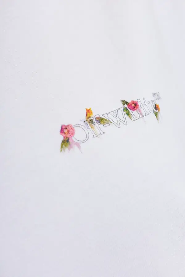 Off-White T-shirt With Floral Logo Detail