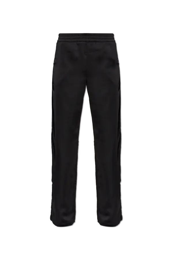Off-White Satin Pants With Printed Logo - Black