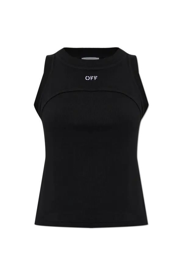 Off-White Top With Embroidered Logo - Black